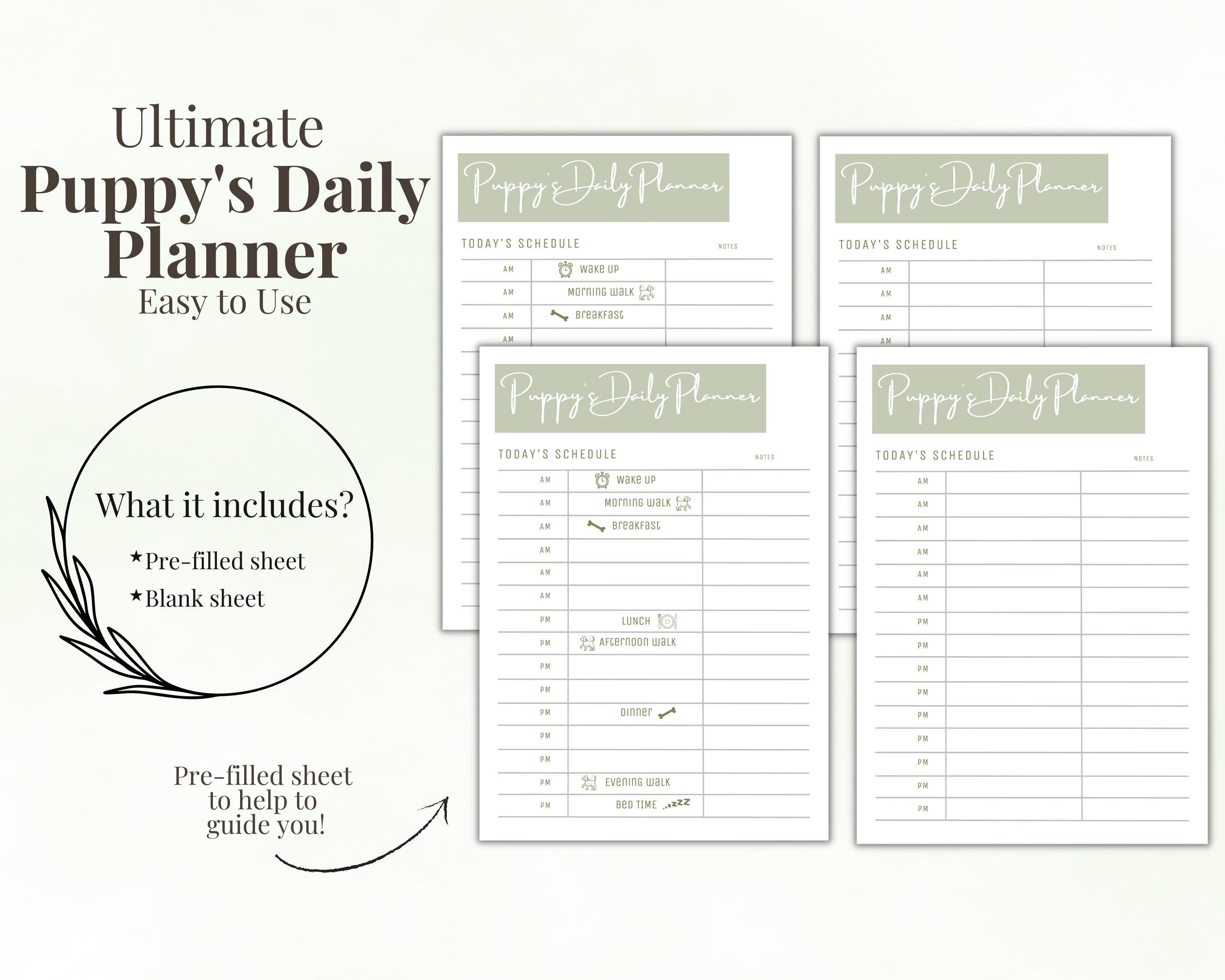 Instant Download Puppy Planner Template Puppy Daily Schedule Puppy ...