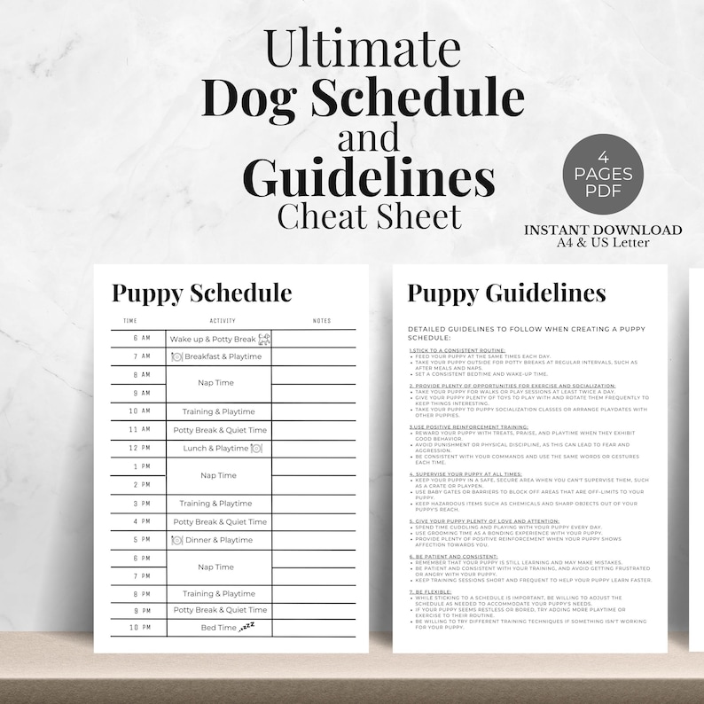 Puppy Schedule Puppy Guideline Puppy Planner Template Puppy Daily ...