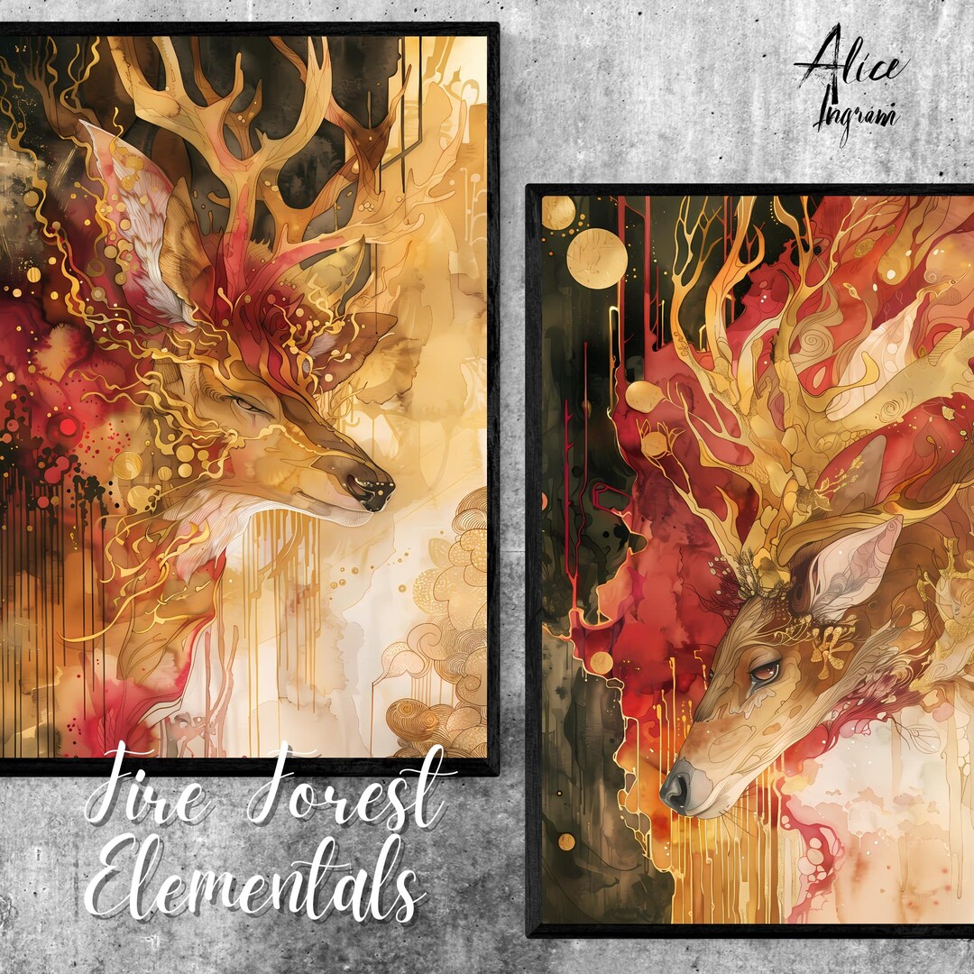 Fire Forest Elementals Printable Posters - Etsy