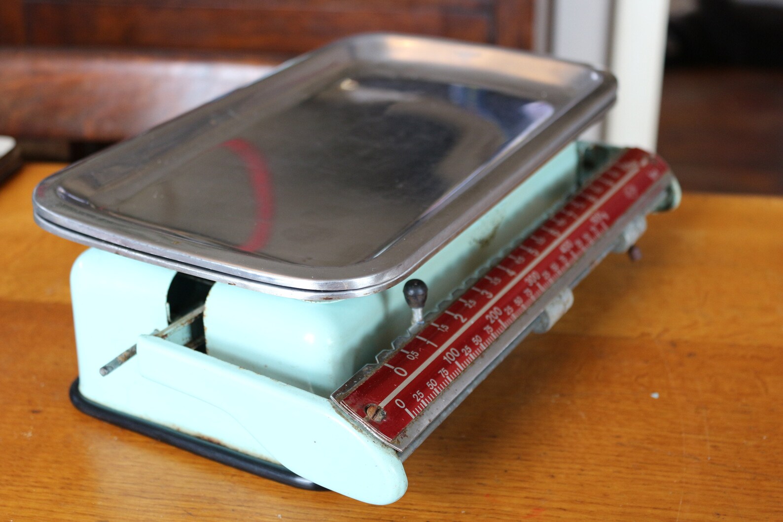 Vintage MASA Tara Beam Balance Blue Enamel Kitchen Weighing Scales With ...