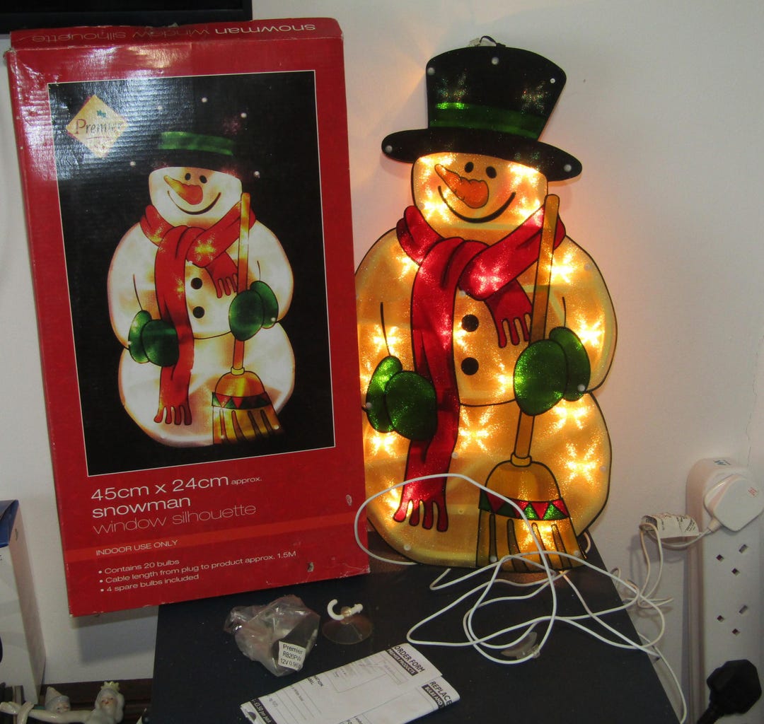 Vintage Premier Christmas Snowman Window Silhouette Light up Xmas ...