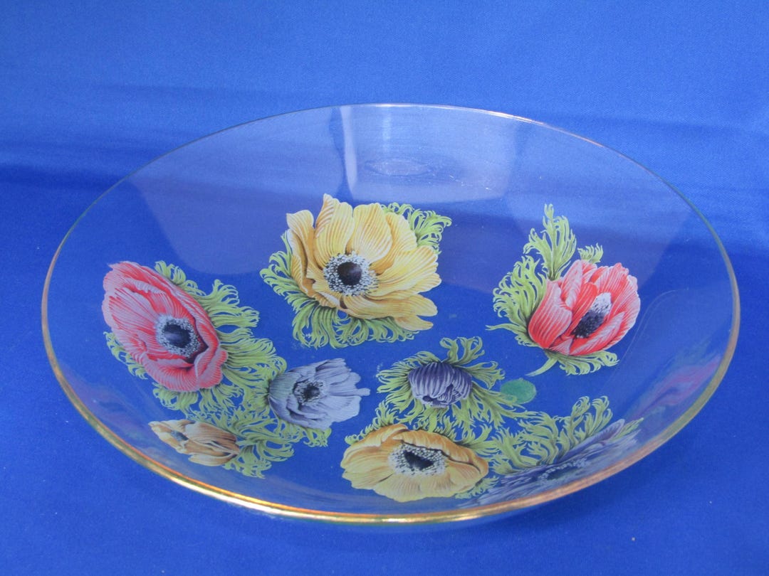 Vintage Chance Bros Glass Fiestaware Bowl Dish Floral Colourful Anemone ...