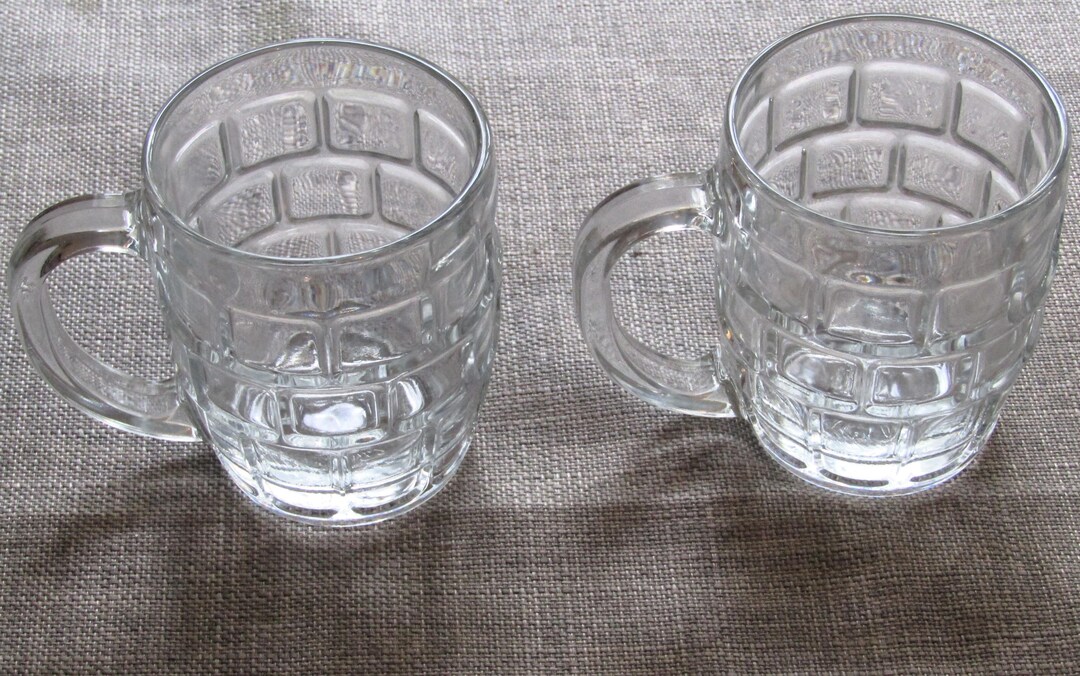 2 X DEMA Half Pint Clear Glass Beer Tankard Dimple Traditional Man Cave ...