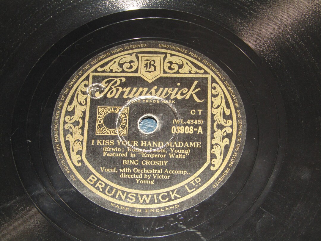 1948 Bing Crosby I Kiss Your Hand Madame / Emperor Waltz 10" Shellac ...
