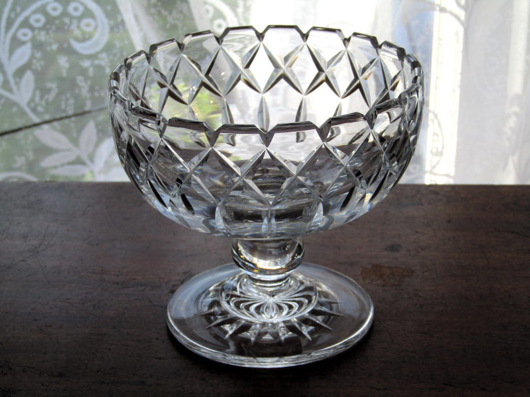 Vintage Lead Crystal Cut Glass Sundae Dessert Dish Bon Bon Footed Hand ...