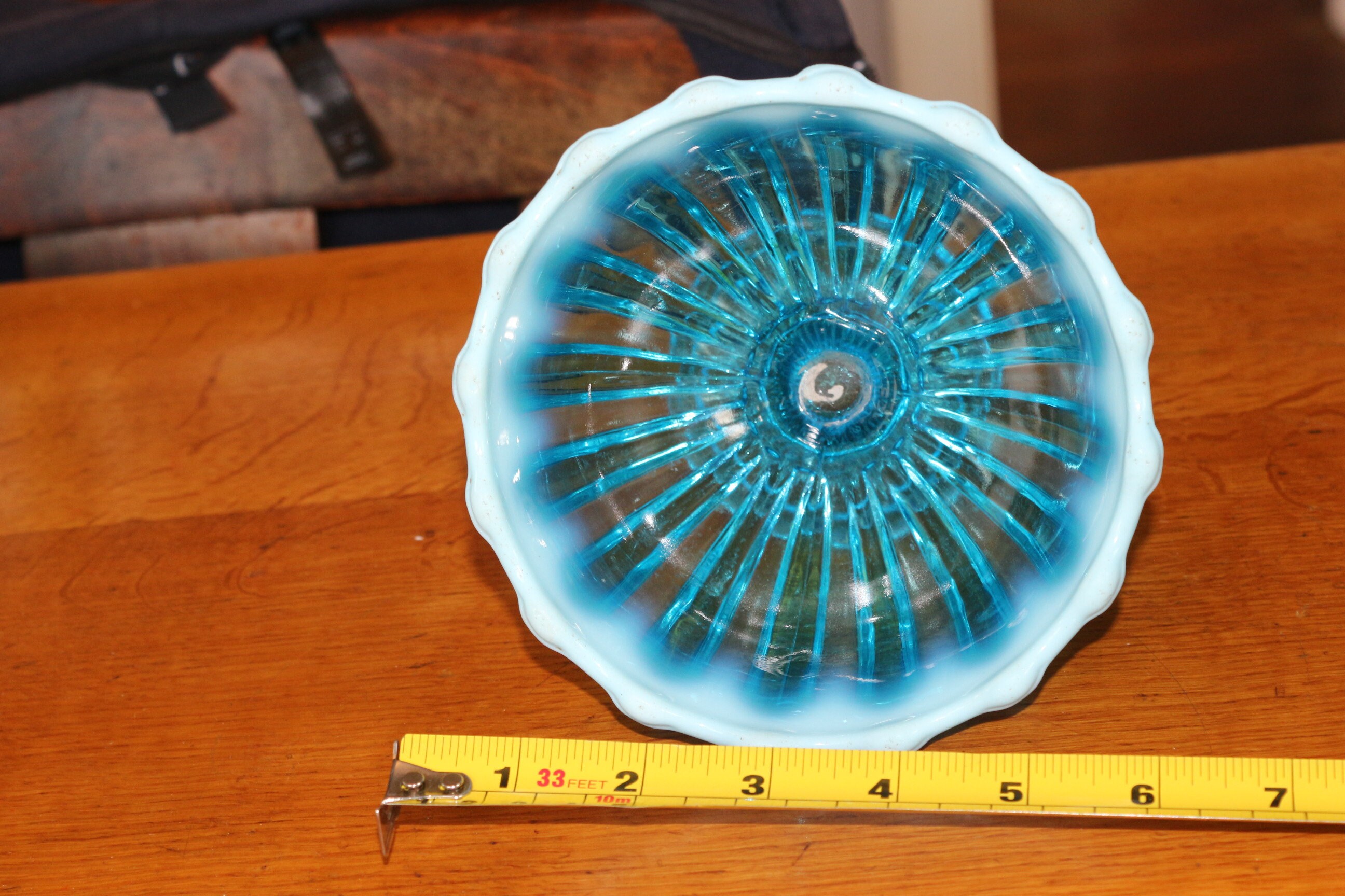 Antique Davidson 1889 Blue Pearline Glass Footed Bowl Dish White ...