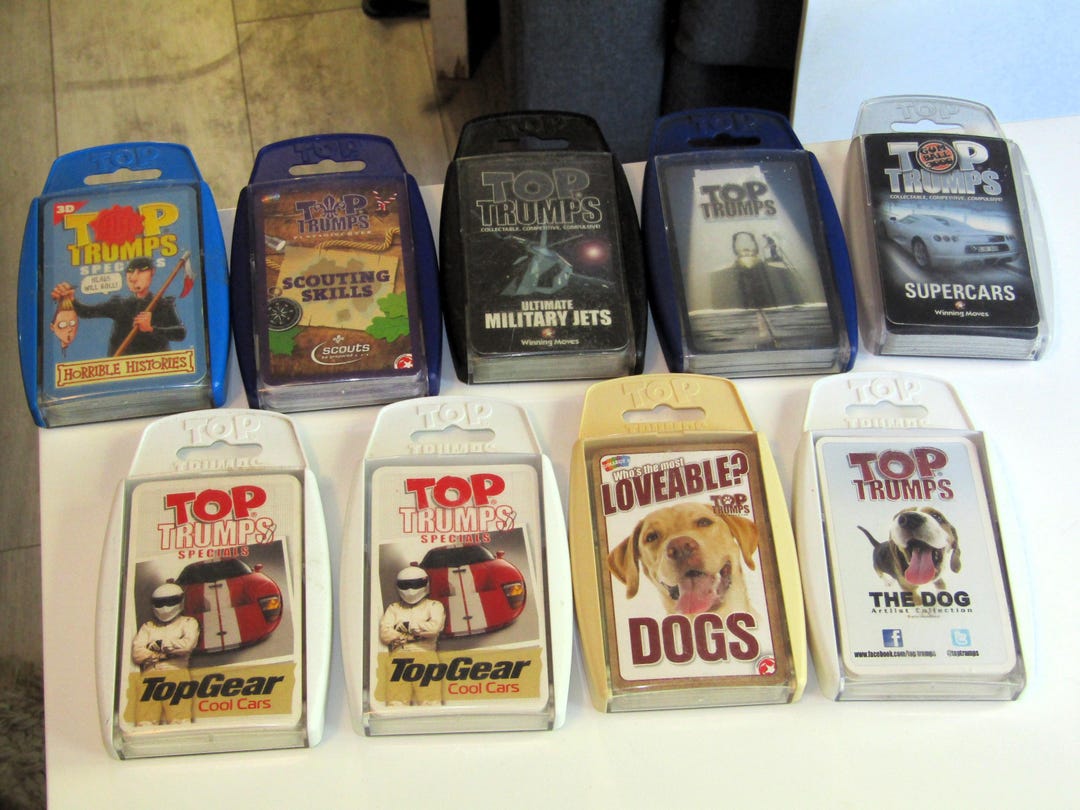 Top Trumps Card Sets Choose From Dogs, Supercars, Military Jets, Gum ...