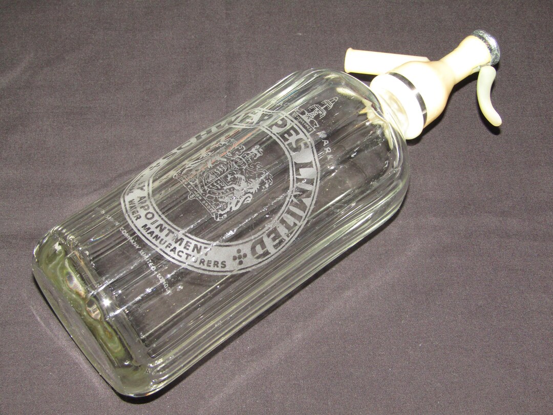Vintage Schweppes Soda Water Syphon Acid Etched Glass 30cm Tall - Etsy