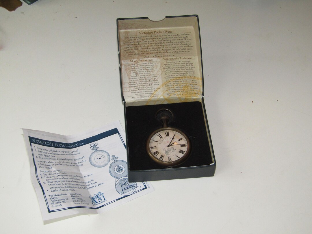 AM Authentic Models Victorian Style Pocket Watch Boxed Quartz ...