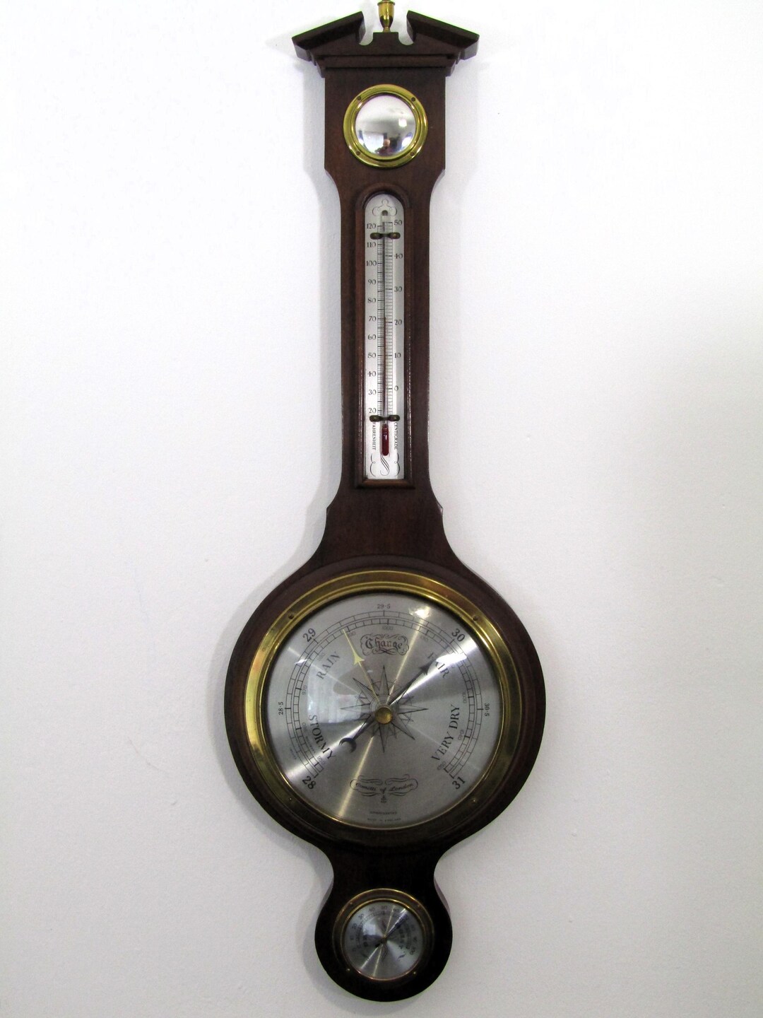 Vintage Comitti of London Large Banjo Barometer Thermometer Hygrometer ...