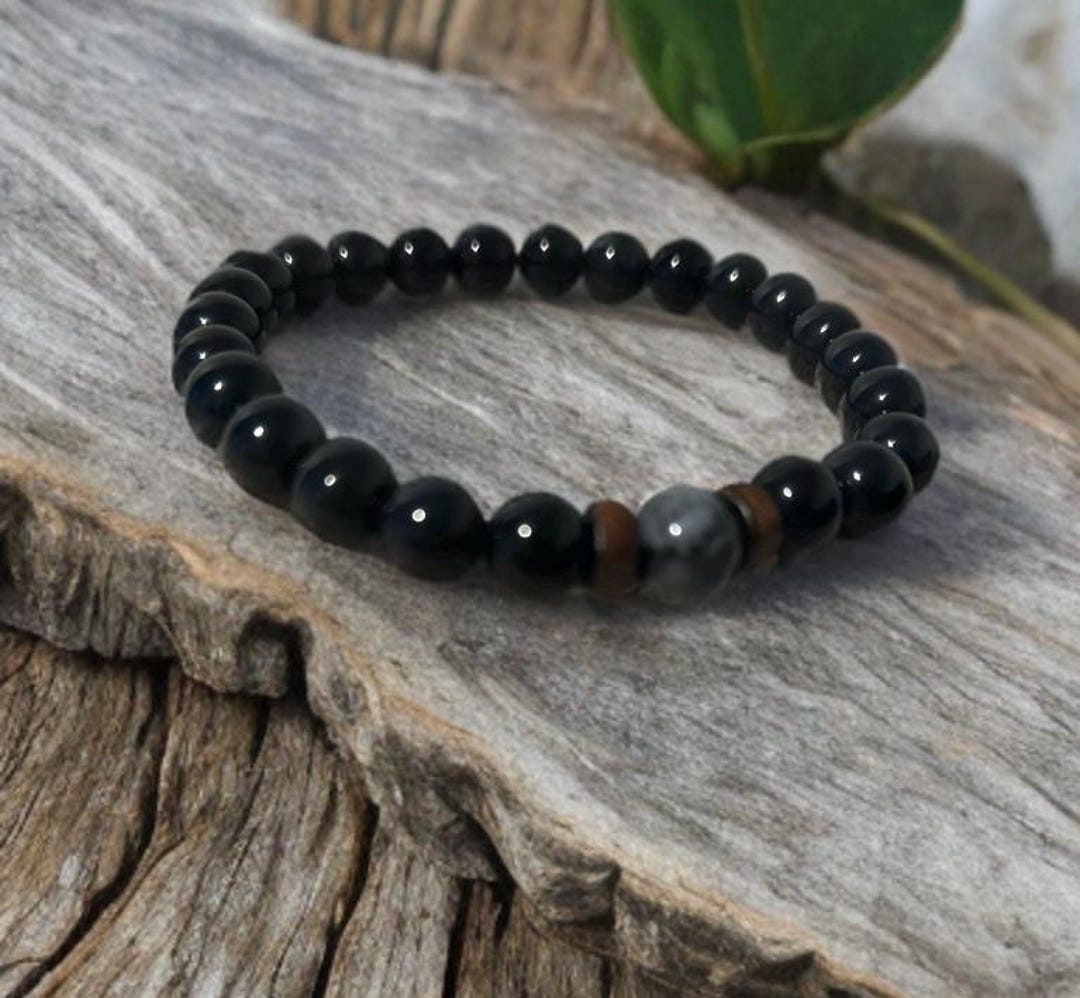 Men’s Black Beaded Bracelet - Men’s Bracelets - Men’s Jewellery - Gifts ...