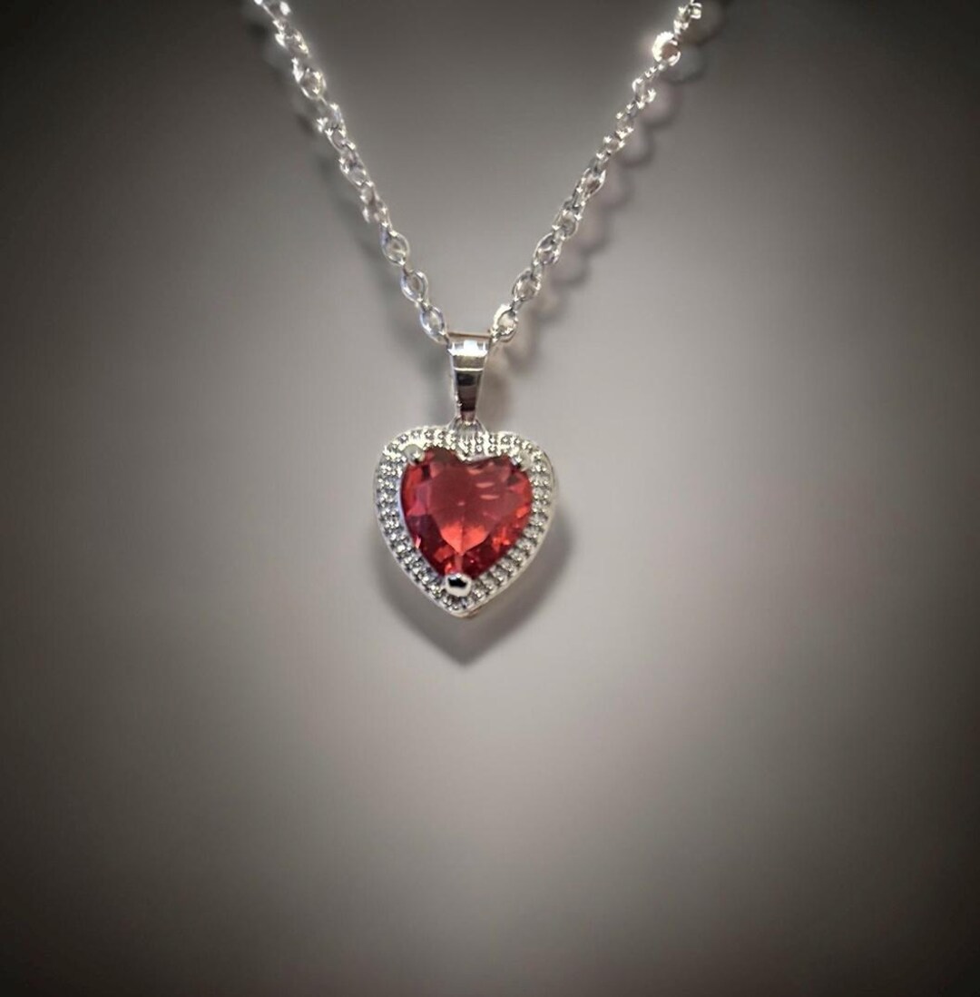 Silver Red Heart Necklace Crystal - Women's Necklaces - Women's ...