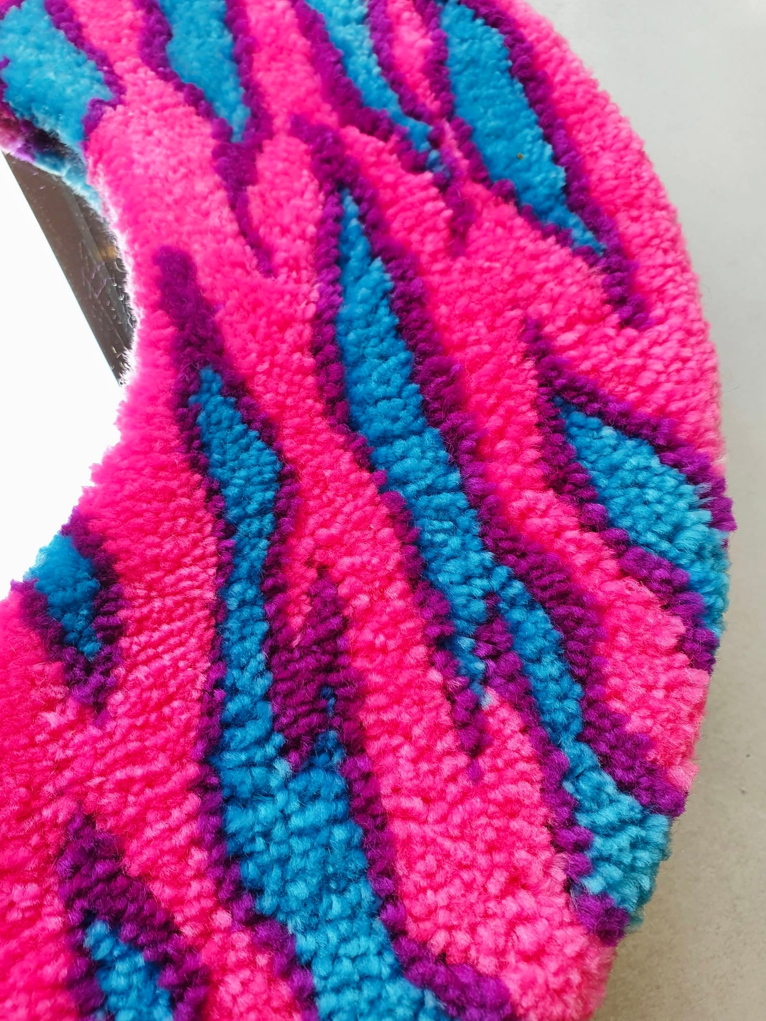 Zebra Stripe Mirror in Pink and Blue Trippy Wall Hanging. - Etsy