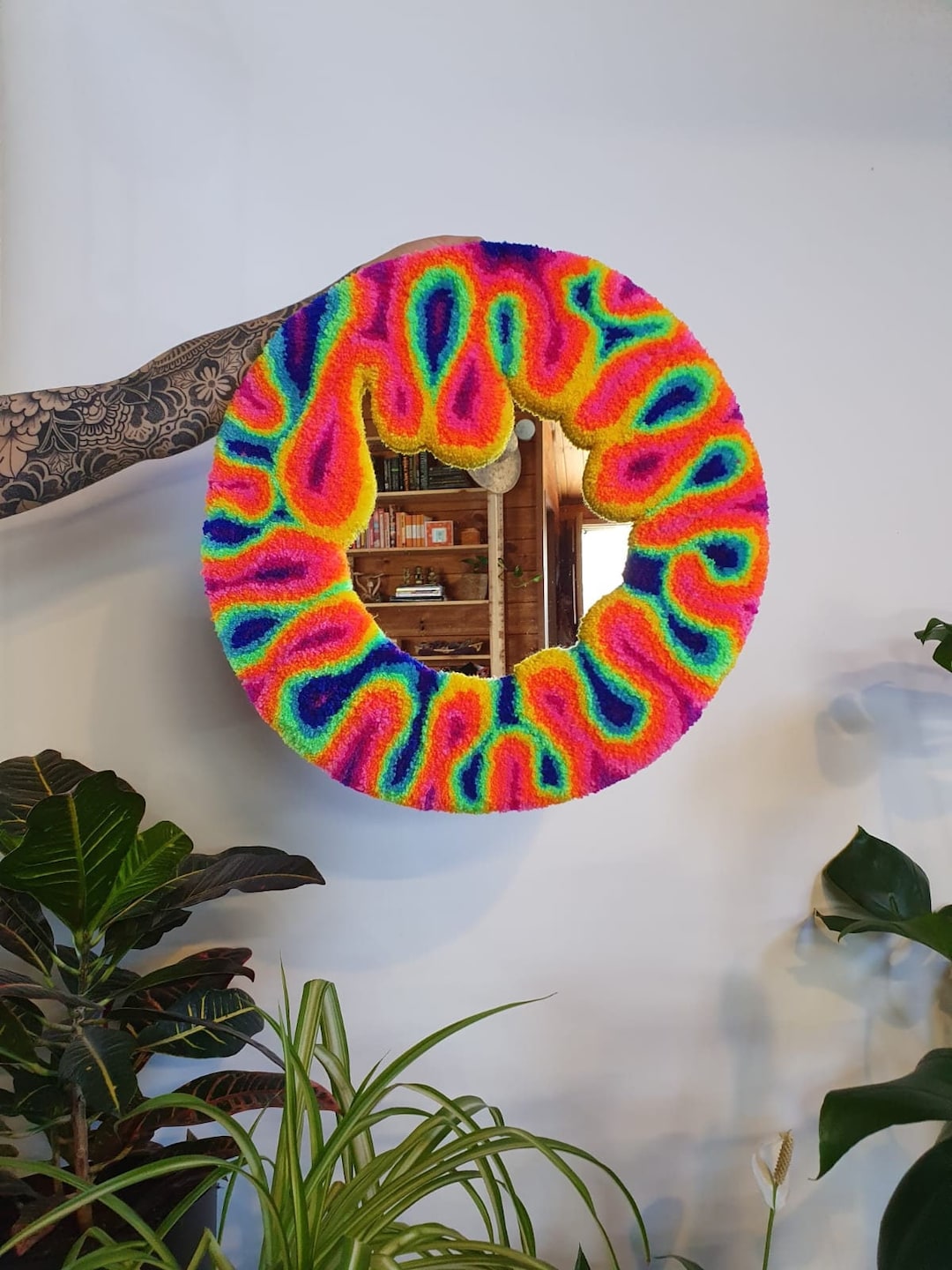Psychedelic Drippy Fluffy Mirror ! Wall Hanging / One of a Kind Drippy ...