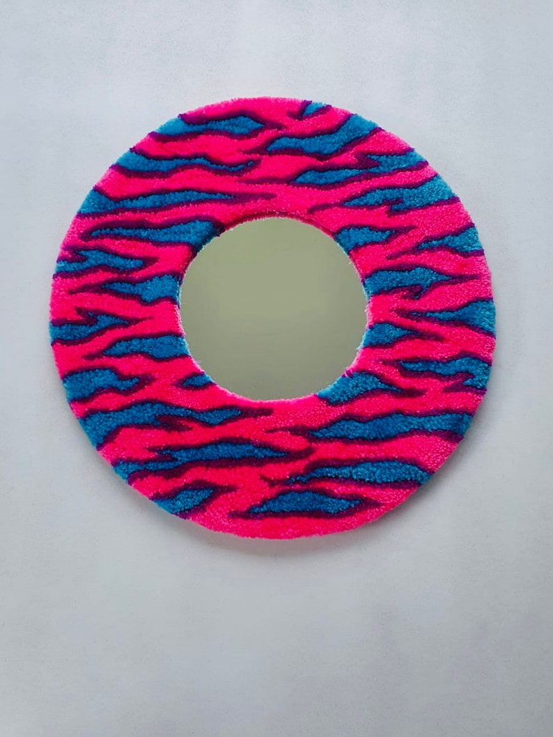 Zebra Stripe Mirror in Pink and Blue ! Trippy Wall Hanging. - Etsy