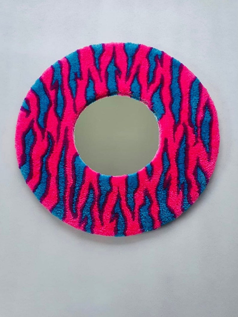 Zebra Stripe Mirror in Pink and Blue ! Trippy Wall Hanging. - Etsy