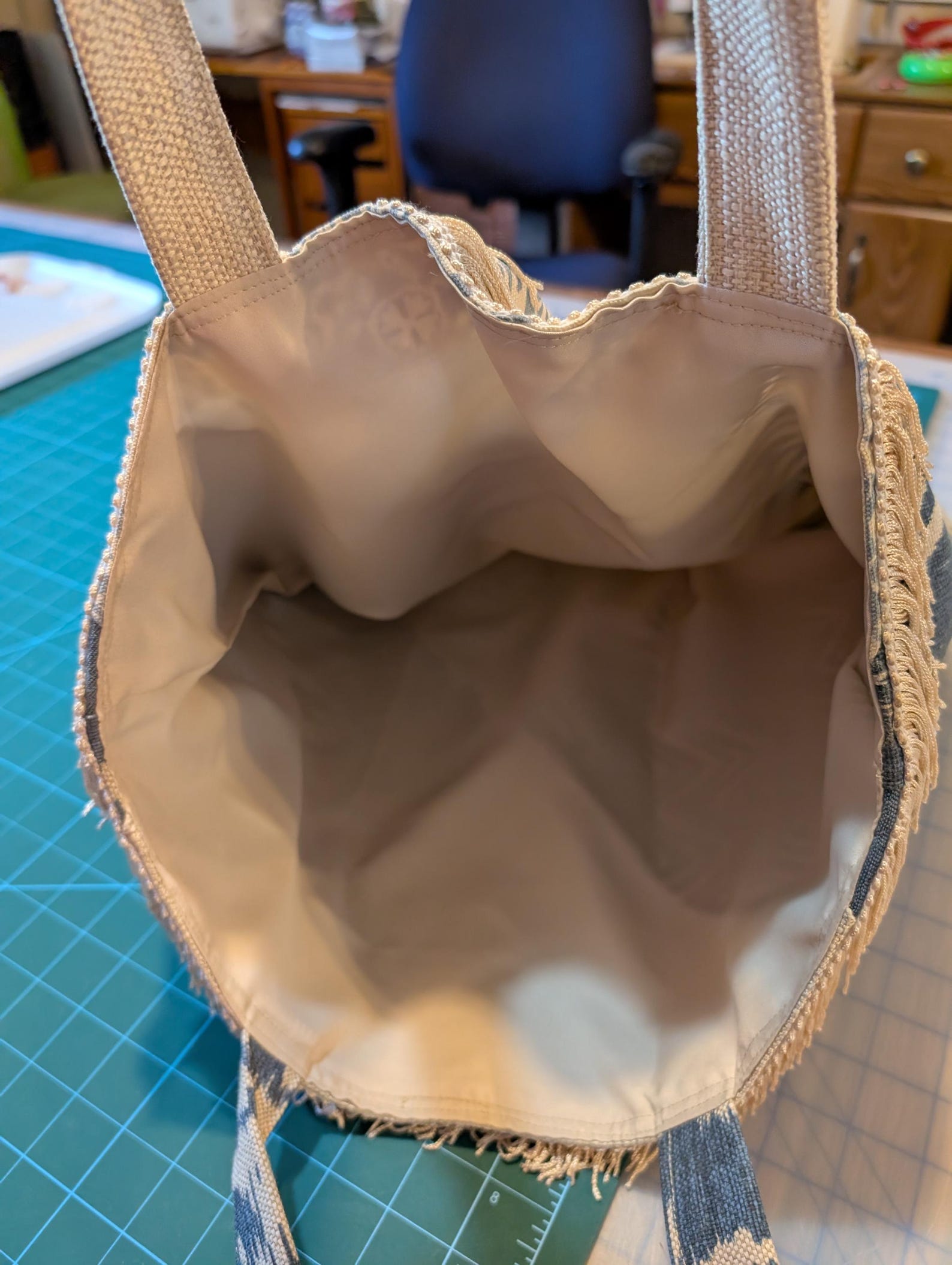 Handmade One of a Kind Tote Bag Purse With Fringe and Lining and Cloth ...