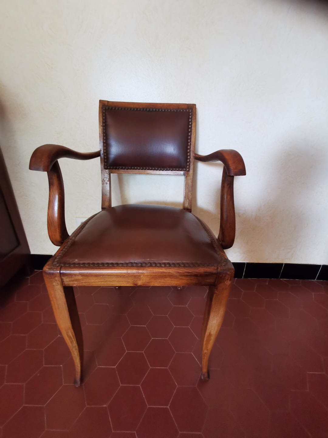 Art Deco Bridge Chair – Vintage 1930s Wooden Armchair – Sculpted Arms ...