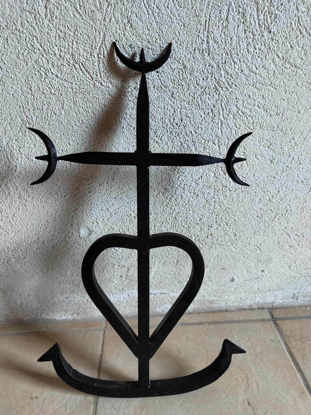 Large Vintage Croix De Camargue Wall Cross – Wrought Iron Provençal ...