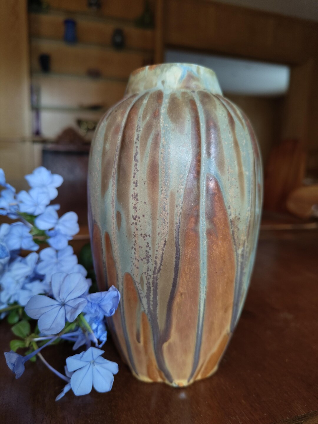 French Studio Pottery Vase 1960s Signed, Drip Glaze Art Pottery, Mid ...