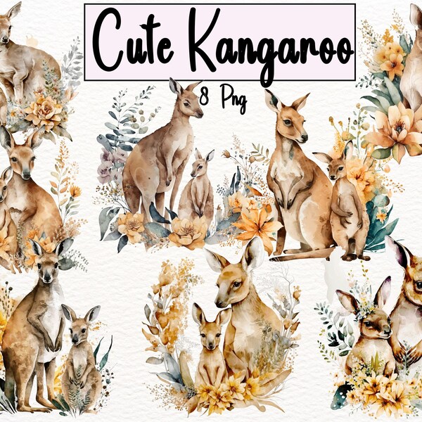 Kangaroo Watercolor - Etsy