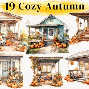 19 Autumn Cozy Fall Clipart Bundle Autumn Fall Farmhouse - Etsy