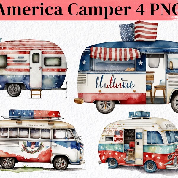 Retro Camper Clipart - Etsy