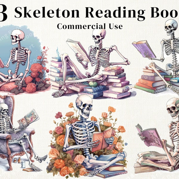 Skeleton With Books Png - Etsy