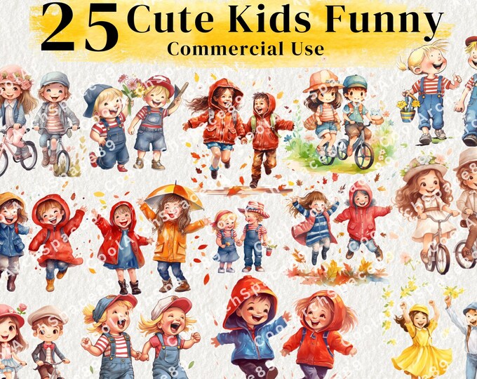 Kids PNG Clipart. Cute Little Cartoon Happy Girls and Boy Standing in a ...