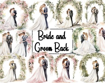 Set of 20, Bride and Groom Clipart, Wedding Day Clipart PNG, Marriage ...