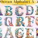 Watercolor Ocean Alphabet Clipart: Floral Underwater Letters (digital ...