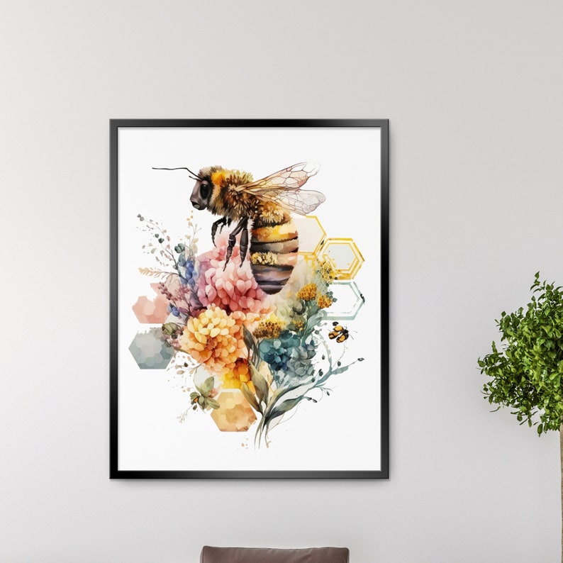 12 Watercolor Honey Bee Clipart, Sublimation Files, Spring Garden Bee ...