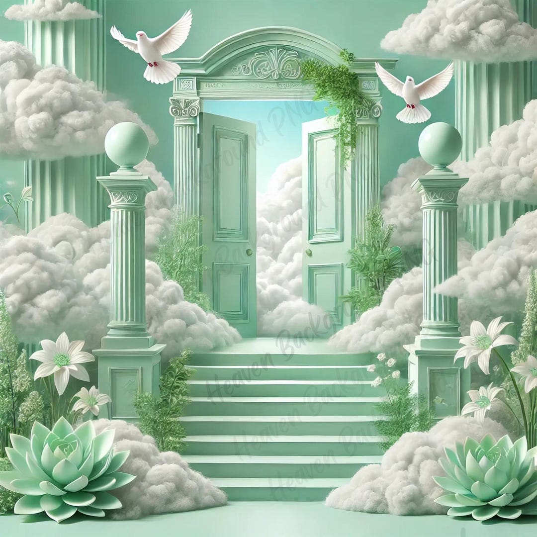 Stairway to Heaven Backdrops, Dreamy Sky Staircase Background, Heavenly ...
