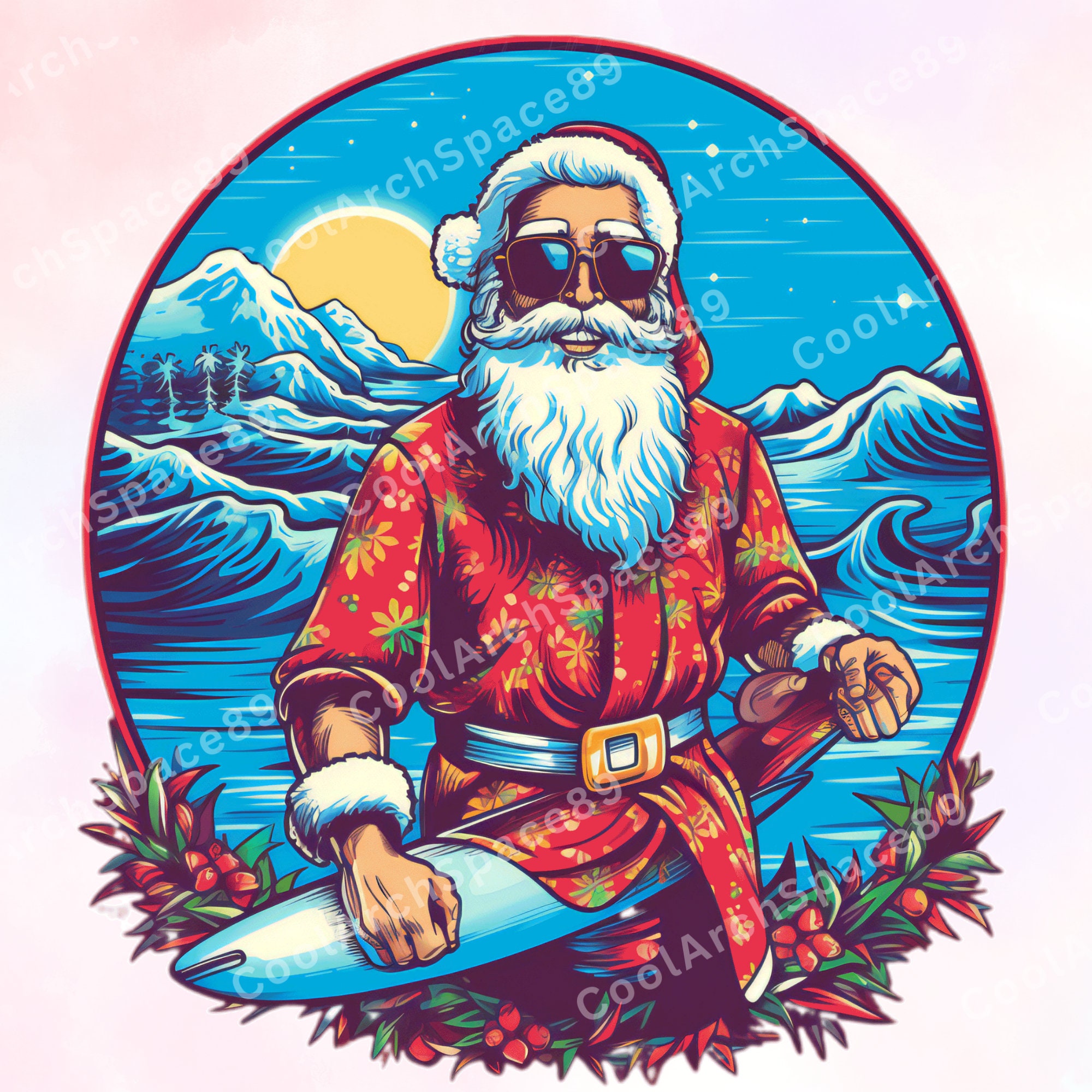 10 Santa on the Beach Clipart. Digital Art & Sublimation. Christmas in ...