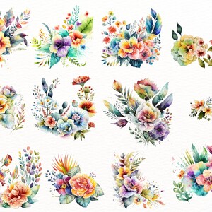 20 PNG Watercolor Floral Clipart, Aquarelle Summer, Spring Watercolor ...