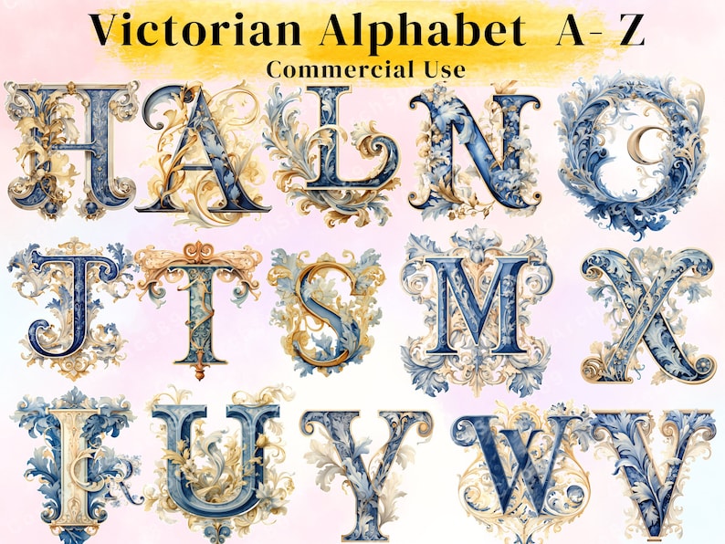 Victorian Letters English Alphabet Clipart A- Z , Vintage Ephemera, PNG ...