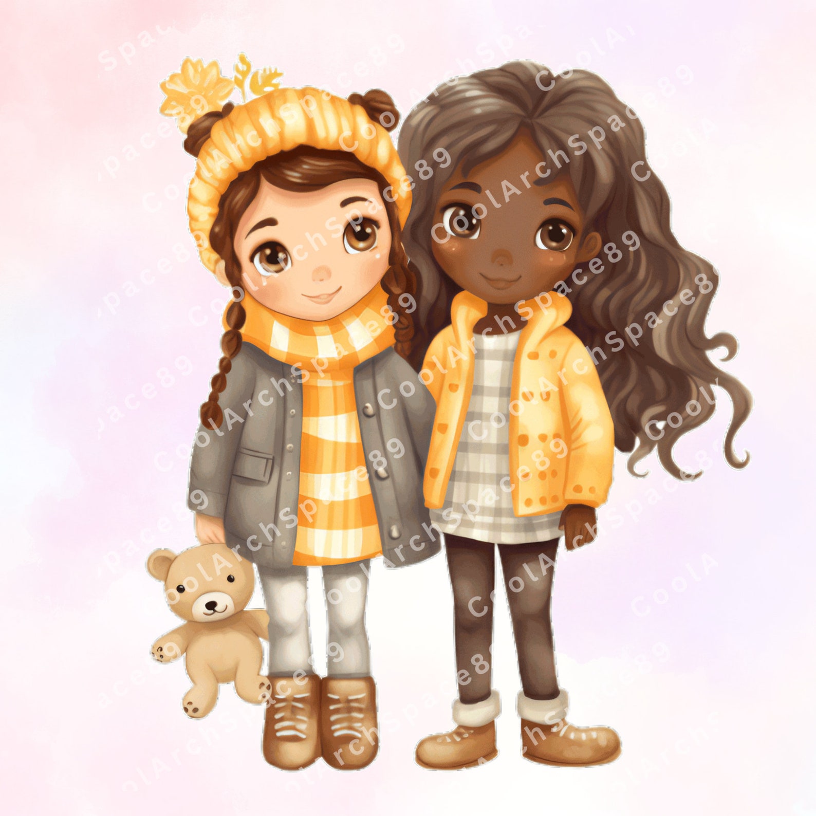 8 Watercolor Best Friend Clipart, Girl Best Friend PNG, Best Friend ...