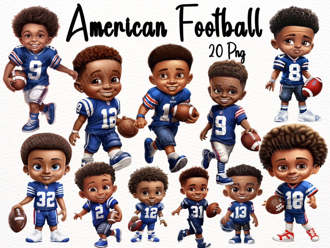 Black Boy Football Player Clipart, 20 PNG Bundle (digital Download) - Etsy