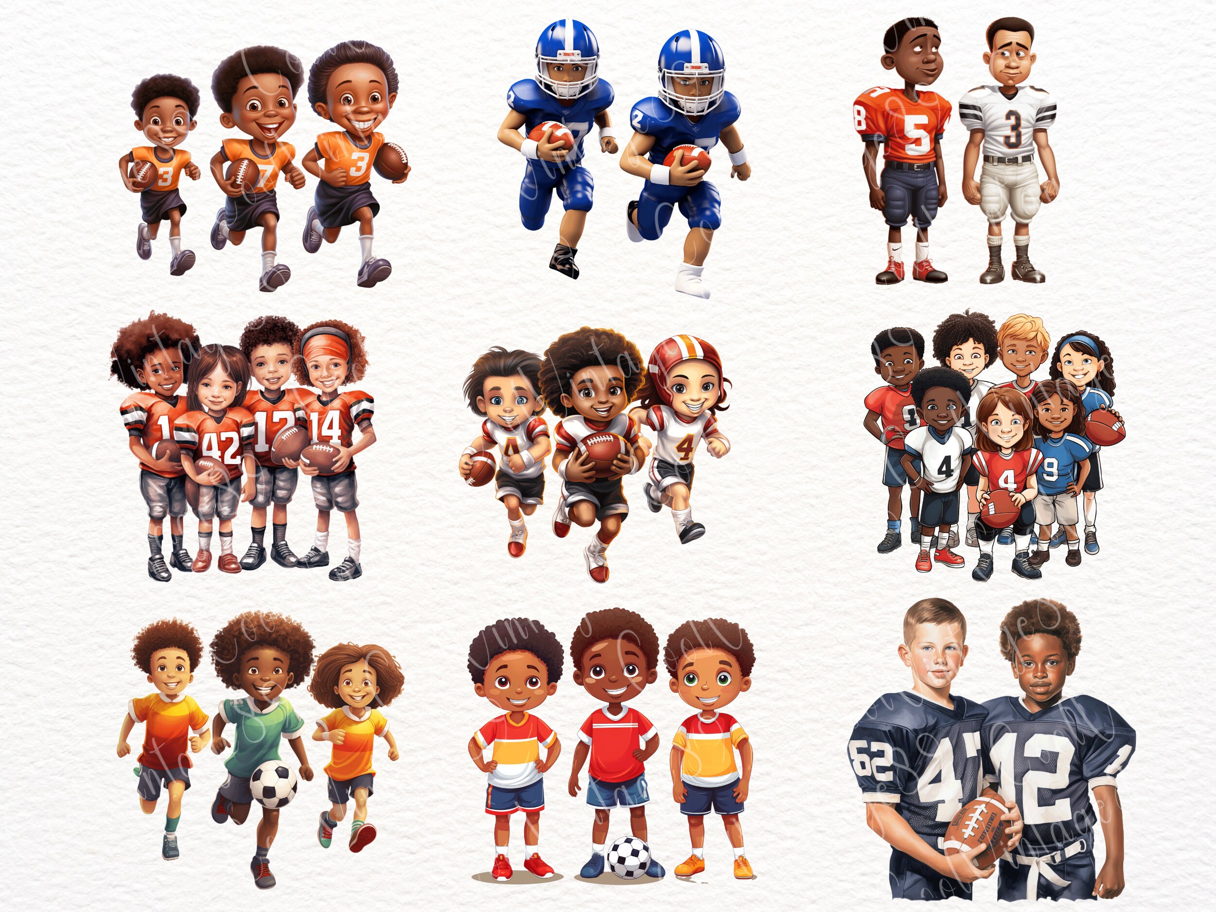 American Football Kids Clipart: PNG Bundle (digital Downloads) - Etsy