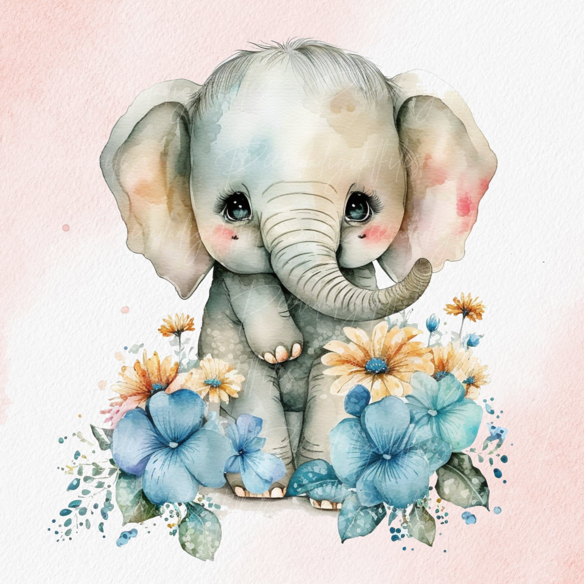 8 Elephant Watercolor Clipart, Suiblimation Files, Elephant PNG ...