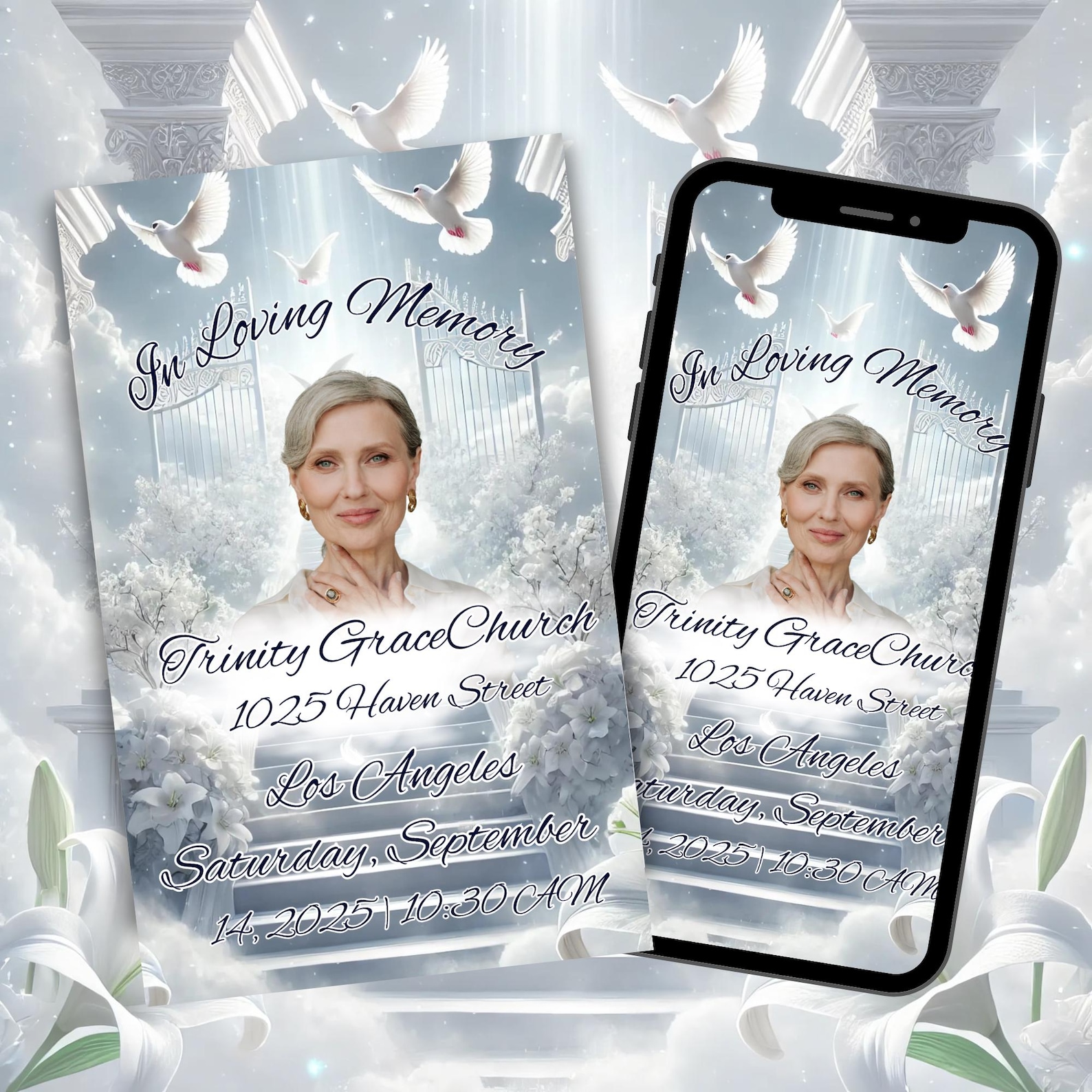 Heaven Memorial Background: Blue White Sky JPG (3000x3000 Px) Digital ...