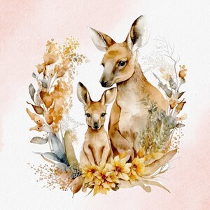 8 Watercolor Kangaroo Clipart, Sublimation Files , Nursery Decor Wall ...