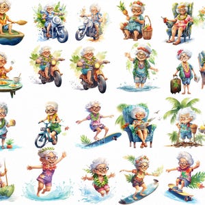 40 Funny Grandma Watercolor Sublimation Cute Clipart Grandfather ...