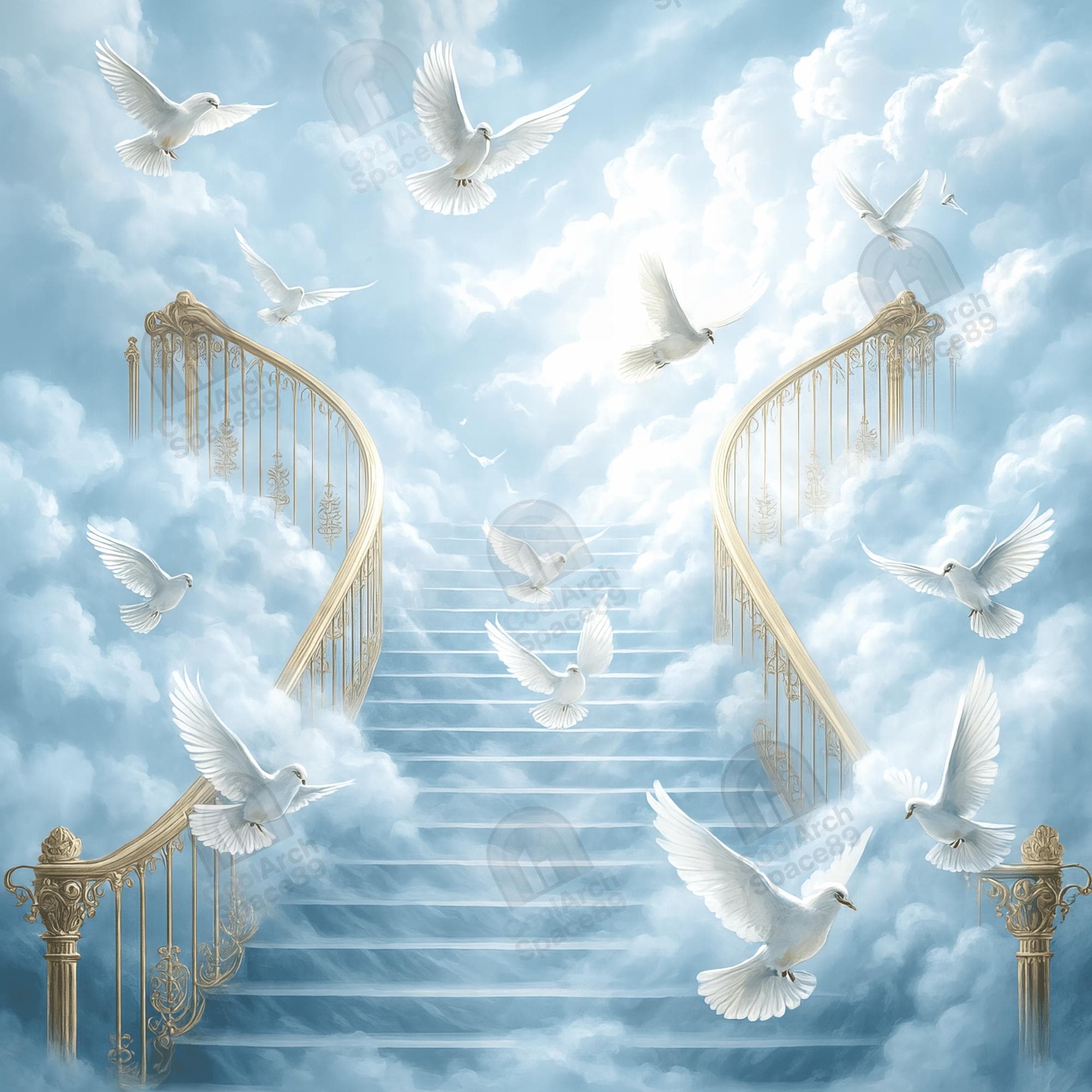 Sky Heavenly Stairway Backdrop PNG - Etsy