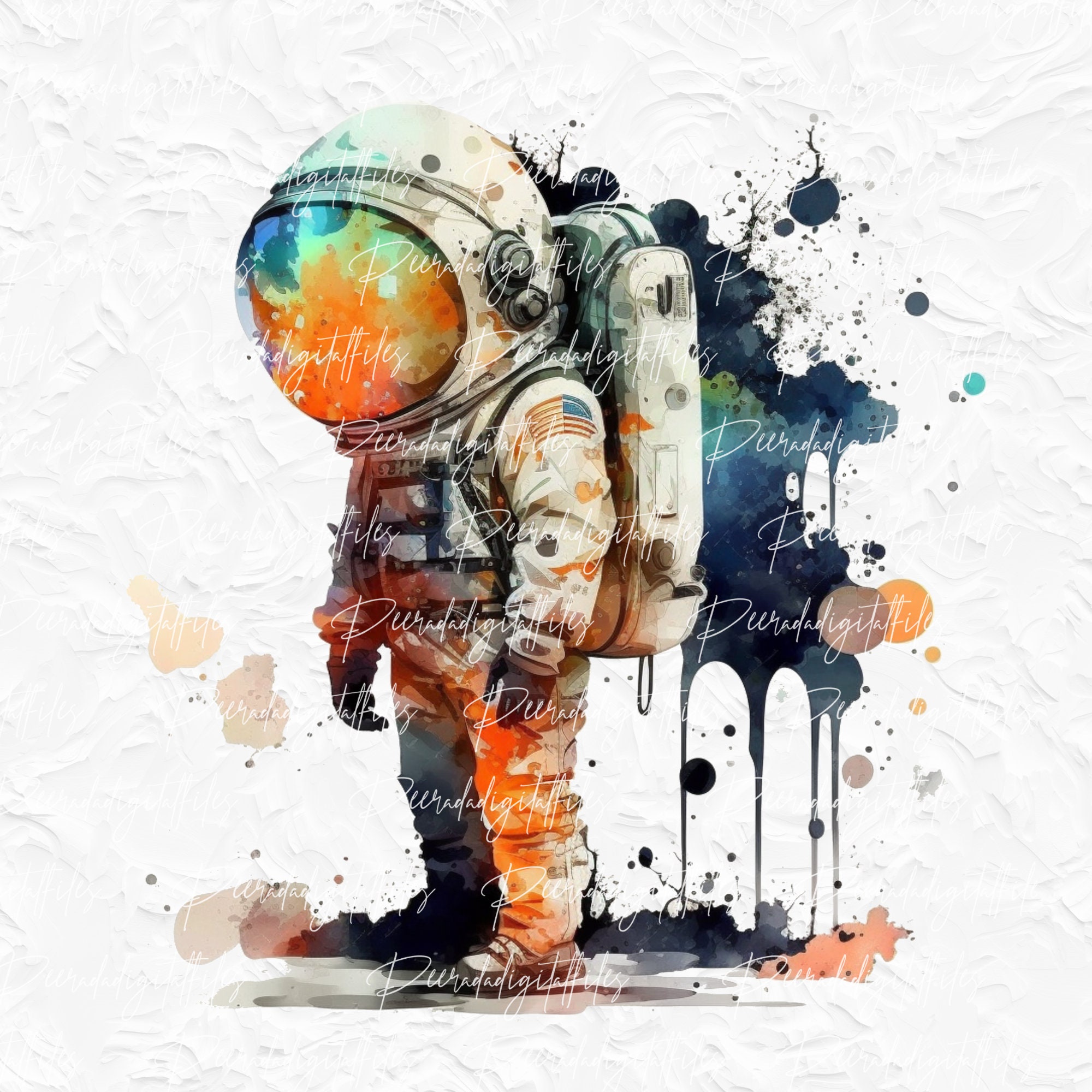 4 PNG Watercolor Clipart, Watercolor Astronaut, Space Clipart, Nursery ...
