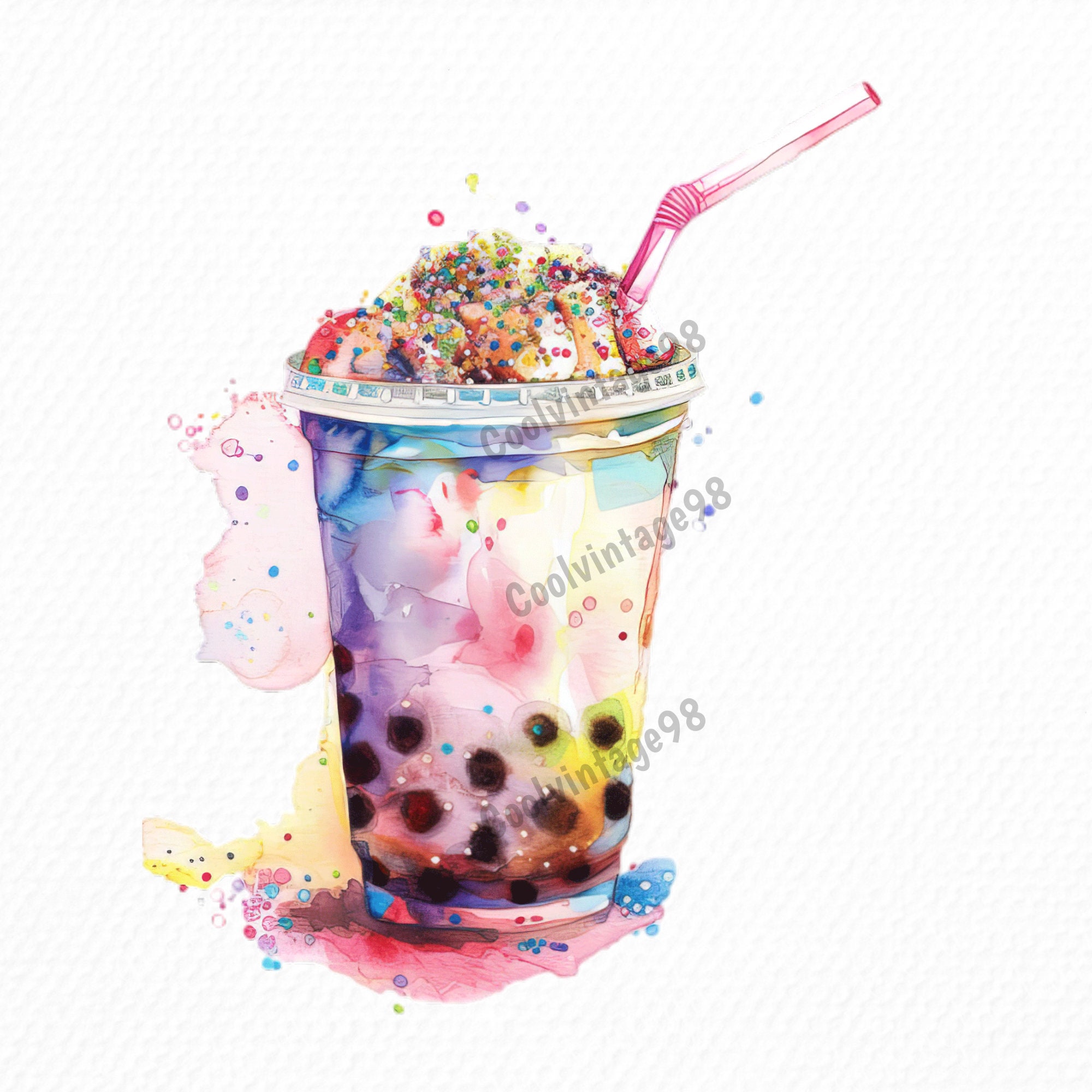 50 PNG Watercolor Bubble Tea Clipart,milk Tea Clip Art,digital ...