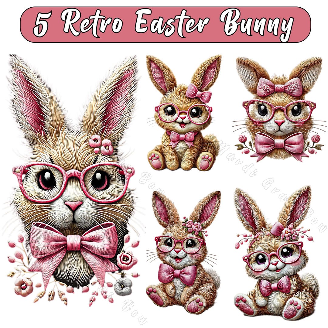 Retro Easter Bunny Clipart, Vintage Rabbit Cute Spring Bunny PNG ...