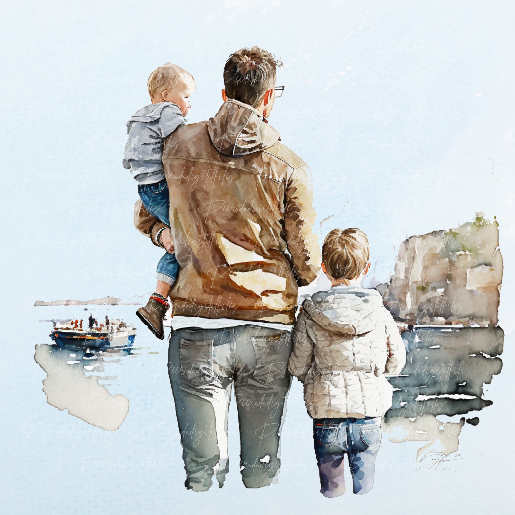 Dad and Son Watercolor 5 Png Bundle , Father Day Sublimation, Dad ...