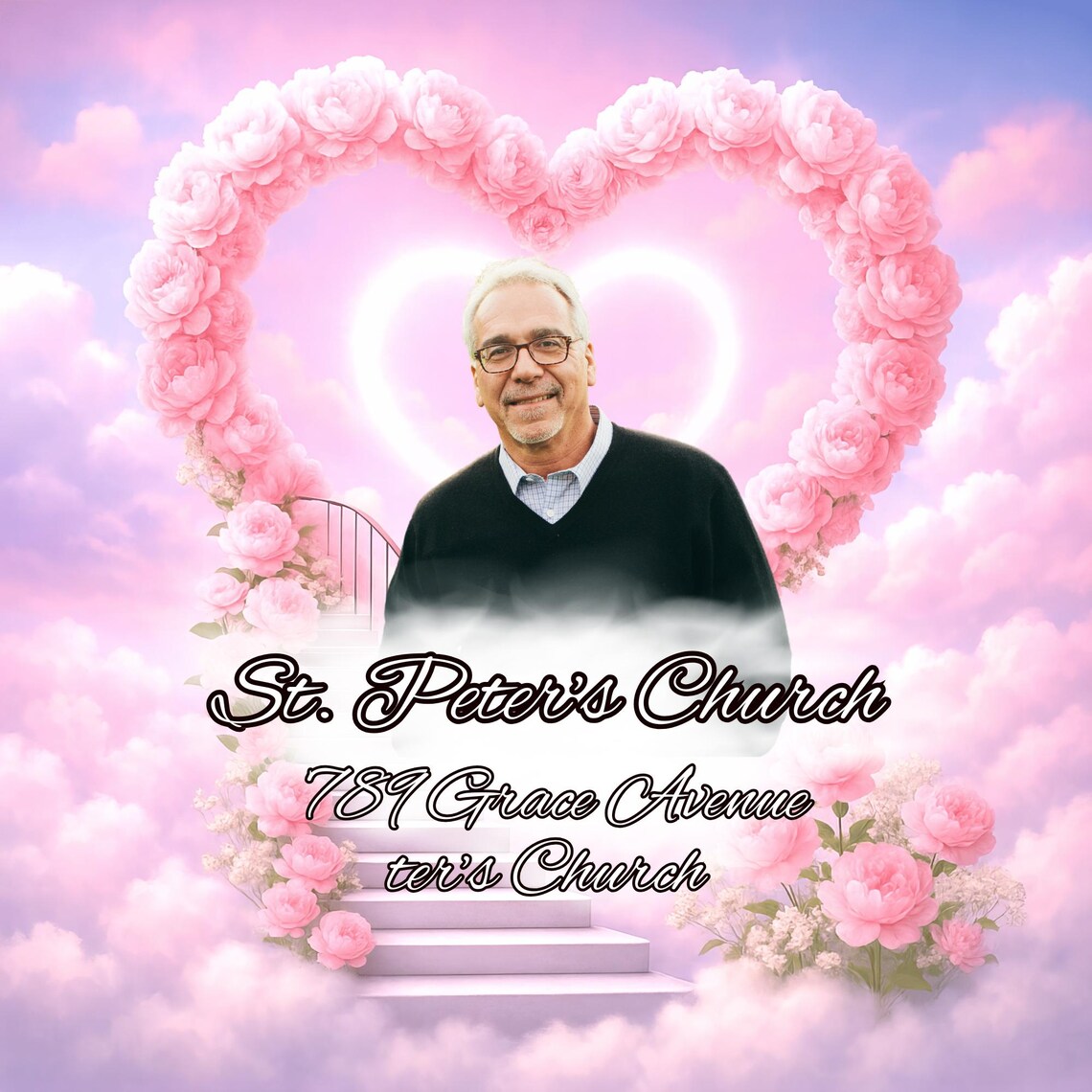 Pink Floral Stairs Memorial Background Heaven Backdrop Memorial - Etsy