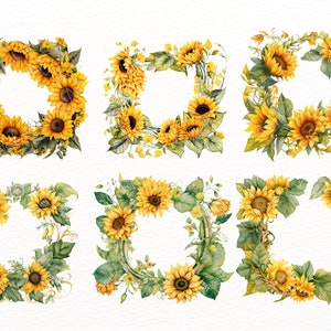 20 PNG Watercolor Sunflowers Clipart Fall Sunflower Floral Bouquets in ...